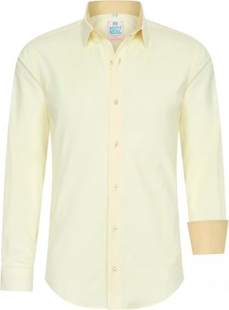 Rusty Neal Herren-Hemd Pastellfarben Premium Slim Fit Langarm Cotton-Stretch Kontrast Hemd Business-Hemden Freizeithemd 66, Gr&ouml;&szlig;e:2XL, Farbe:Buttercup