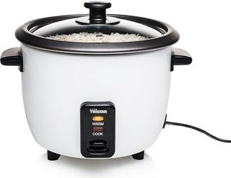 Tristar RK-6117 Reiskocher, 0,6L, Reis für bis zu 3 Personen ohne Anbrennen, Mit Warmhaltefunktion, 300W, Edelstahl, Weiß