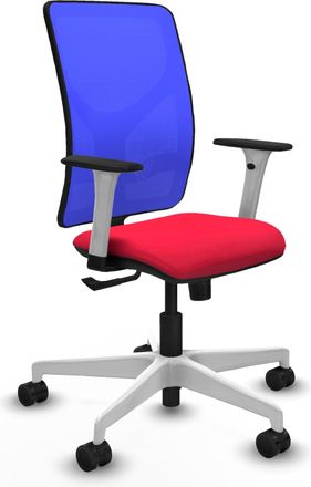 Piqueras y Crespo Schreibtischstuhl aus Stoff mit wei&szlig;en und schwarzen Armlehnen, h&ouml;henverstellbare Lendenwirbelst&uuml;tze, ausgestattet mit 3 Positionen und Schneideschaum