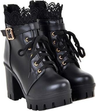 Valiclud Bottines Courtes Femme &agrave; Talon &Eacute;pais Confortables et &Eacute;l&eacute;gantes Mode Hiver Chaussures F&eacute;minines L&eacute;g&egrave;res et Durables pour Toutes Occasions