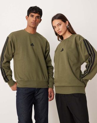 adidas Originals adidas Sportswear - Sweat molletonn&eacute; avec logo &agrave; trois bandes - Kaki-Vert