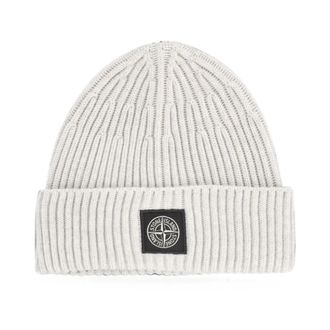 Stone Island Strickm&uuml;tze aus Wolle mit Rippenmuster - - Accessories - Herren - Grau - ONE SIZE