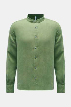 04651/ Herren - Leinenhemd Linen Guru Grandad-Kragen gr&uuml;n