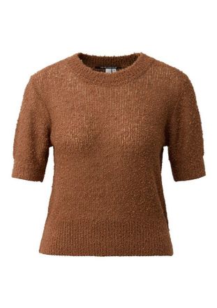QS by s.Oliver Kurzarmpullover Strickpullover Kurzarm-Pullover in Boucl&eacute;-Optik