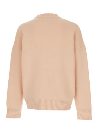 Ami Mens Crew Neck Sweater, Pink Wool-Blend Alpaca Tops Top