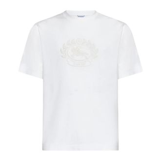 Burberry T-Shirt mit Logo-Stickerei und Rundhalsausschnitt - - Tops - Herren - Wei&szlig; - S