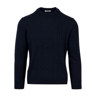Paolo Pecora Blauer Merinowollpullover mit Rippenmuster - - Knitwear - Herren - Blau - S