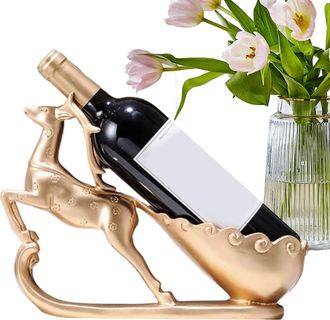 Generic Weinregal im Vintage-Stil - 32 x 10 x 22 cm, Weinschrank-Dekoration, Rentier- und Karren-Figurenhalter, Weinst&auml;nder aus Kunstharz f&uuml;r die Weihnachtsti