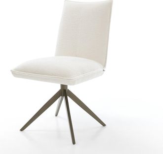 DELIFE Drehstuhl Lelio-Flex Boucl&eacute; Soft Beige Kreuzgestell breit Effektfinish Titan 360&deg; drehbar Wippfunktion Taschenfederkern, Esszimmerst&uuml;hle