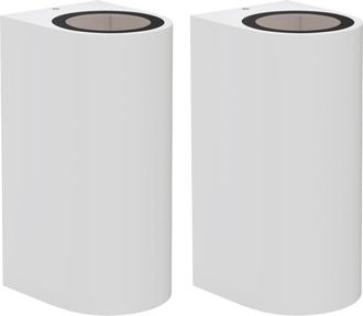 LEDs Com 2 Stück Wandleuchte ALSE Up & Downlight für außen, weiß, Aluminium, rund, inkl. 2 GU10 LED Lampen (warmweiß, 10,8W, je 510lm, 45°)