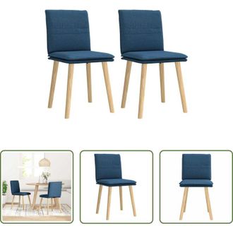 vidaXL Stuhl - Esszimmerst&uuml;hle 2 Stk. Blau Stoff