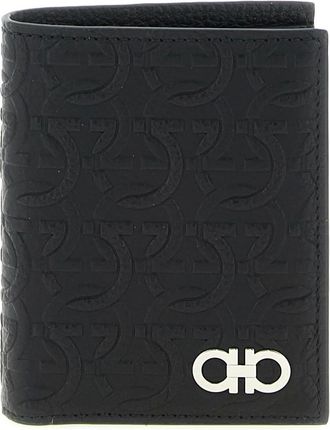 Ferragamo Homme, Accessoires, Noir, Taille: ONE Size Portefeuille en Cuir de Veau Martel&eacute;