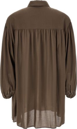 Yohji Yamamoto Scarf-Collar Puff-Sleeve Shirt - Olive Green