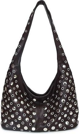 Generic Sac besace en cuir PU clout&eacute; avec rivets &agrave; pois pour le travail, le shopping, les voyages, luniversit&eacute;, caf&eacute;, 250.00x170.00x100.00mm/9.84x6.69x3.94inc