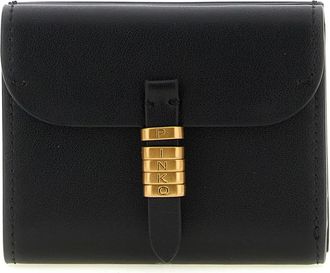 Pinko Pinko, Femme, Accessoires, Noir, Taille: ONE Size Portefeuille en Cuir de Veau Sella