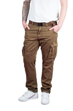 Indicode Rocky Pantalon cargo pour homme avec ceinture Pantalon de loisirs Pantalon de randonn&eacute;e Pantalon de trekking Pantalon dext&eacute;rieur, Loutre, M