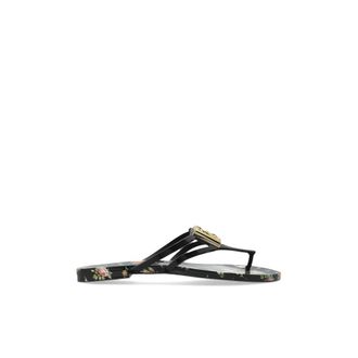Dolce & Gabbana Femme, Chaussures, Noir, Taille: 39 EU Tongs en caoutchouc avec logo