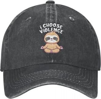 Generic Casquette Vintage &laquo; Je Choisis la Violence &raquo; avec Paresseux Style Yoga Unisexe en Coton Vieilli id&eacute;ale pour l&eacute;t&eacute; et Les activit&eacute;s de Plein air Cadeau 