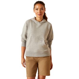 Ariat Womens Rebar Lightweight Cropped Hoodie Long Sleeve in Heather Grey, Size Large, by Ariat
