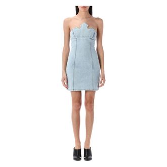 Coperni Blaues Kronen-Denim-Minikleid - - Dresses - Damen - Blau - M