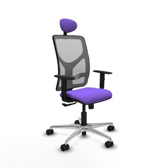 Piqueras y Crespo Verwaltungsstuhl mit 1D-Armlehnen, h&ouml;henverstellbarer Lendenwirbelst&uuml;tze und festem Kopfteil, ausgestattet mit 3 Positionen und Schneideschaum, Grau/L