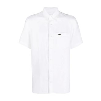Lacoste Homme, Chemises, Blanc, Taille: M Chemise en Lin Blanc avec Logo Brod&eacute;