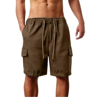 Generic Short cargo pour homme, pantalon cargo noir avec cordon de serrage &agrave; la taille, short d&eacute;contract&eacute; pour gym, salon et ext&eacute;rieur pour gym, motard, cours