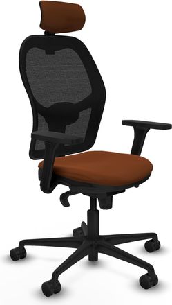 Piqueras y Crespo Gepolsterter B&uuml;rostuhl mit 3D-Armen, h&ouml;henverstellbare Lendenwirbelst&uuml;tze und h&ouml;henverstellbares Kopfteil, Schwarz / Braun