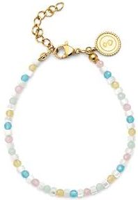 Singularu Bracelet Nacary. Acier avec Plaqué or 18 carats et Nacre, Pierre Naturelle. Bijoux pour Femme