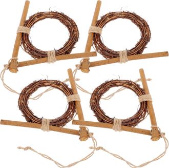 FOMIYES 4 St&uuml;ck Rattan Wandanh&auml;nger 10cm Dekorative Selbstgemacht Rattanringe mit Naturmaterialien f&uuml;r Wohnzimmer Balkon und Haust&uuml;r