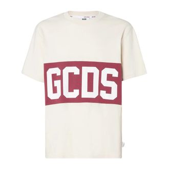 GCDS Band Logo T-Shirt - - Tops - Herren - Beige - 2XL