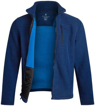 Spyder Herren-Fleecejacke - weiche und warme Sherpa-Bondung, durchgehender Rei&szlig;verschluss, mittelschwere Oberbekleidung f&uuml;r Herren mit LSF 30+ (S-XXL), Marin