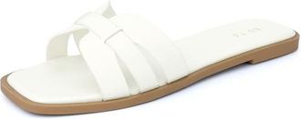 Allegra K Sandales plates &agrave; bout carr&eacute; pour femme, blanc, 40.5 EU
