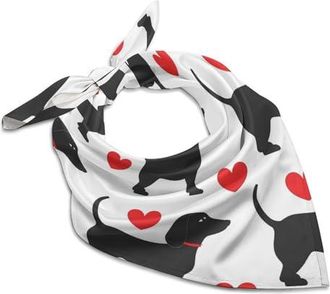 Generic Foulard carré en soie légère en forme de coeur pour teckel, écharpe pour cheveux, foulard respirant, cadeau pour femme et homme, multicolore, 60x60cm