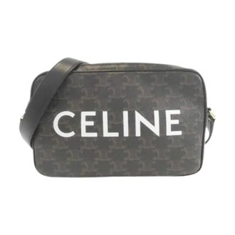 Celine Sac bandouli&egrave;re moyen en toile Triomphe et cuir de veau Pre-owned - Femme - Pre-owned - Brun - Taille: ONE Size