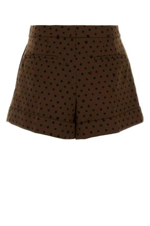 Fendi Womens Printed Stretch Wool Blend Shorts Nut-26+black