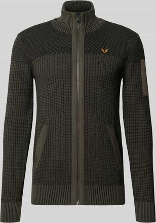 PME Legend Regular Fit Strickjacke aus reiner Baumwolle mit Label-Stitching
