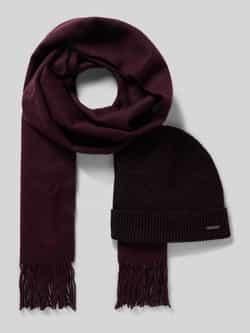 Bugatti Set M&uuml;tze und Schal aus reiner Schurwolle mit Geschenkbox