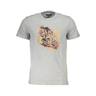 Cavalli Bedrucktes Logo-T-Shirt Kurzarm Rundhalsausschnitt - - Tops - Herren - Grau - 2XL