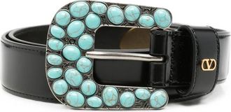 Valentino Garavani Turquoise-embellished VLogo Belt