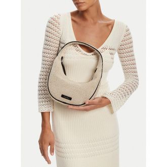 Calvin Klein Handtasche Calvin Klein Pinched Raffia Medium Shoulder B LV04F3079G Beige