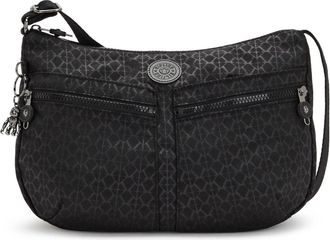Kipling IZELLAH Mittelgroße Umhängetasche, Signature Emb (Schwarz)