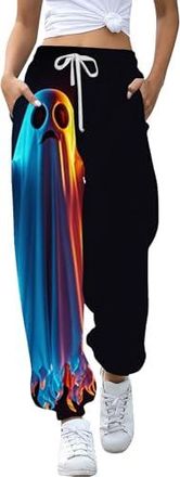 Generic Veste de ski femme pantalon femme Halloween taille &eacute;lastique poche arri&egrave;re poches lat&eacute;rales sport d&eacute;contract&eacute; pantalon imprim&eacute; ample pantalon long pan
