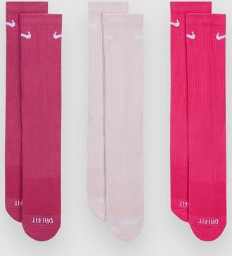 Nike Everyday Plus Cush Crew 3P Socks rshpink