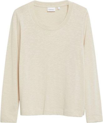 Comma Langarmshirt T-Shirt Longsleeve in Flammgarnstruktur