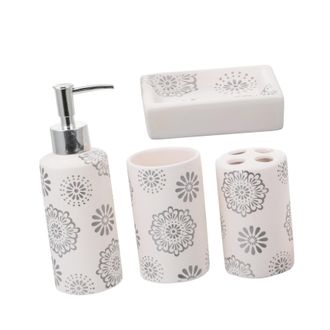 Cabilock Komplettes Pers&ouml;nliches Waschset F&uuml;rs Badezimmer Gurgelbecher Aus Keramik Zahnb&uuml;rstenhalter Seifenbox Lotionflasche Platzsparend Stabil