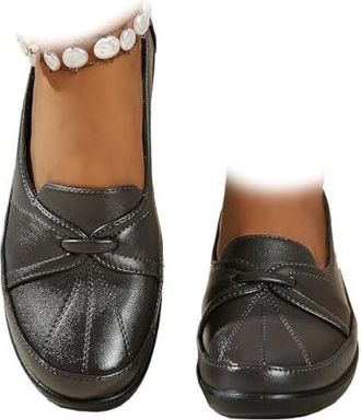 Generic Chaussures orthop&eacute;diques en cuir pour femme, l&eacute;g&egrave;res, antid&eacute;rapantes et respirantes, &agrave; bout rond, style d&eacute;contract&eacute;, mocassins de marche plats pour le