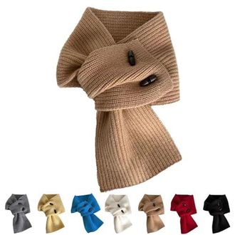 Generic &Eacute;charpe chaude dhiver pour femme avec boutons en bois tricot&eacute;, &eacute;charpe chaude pour temps froid, kaki, taille unique