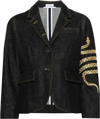 Thom Browne Blazer en jean &agrave; motif serpent