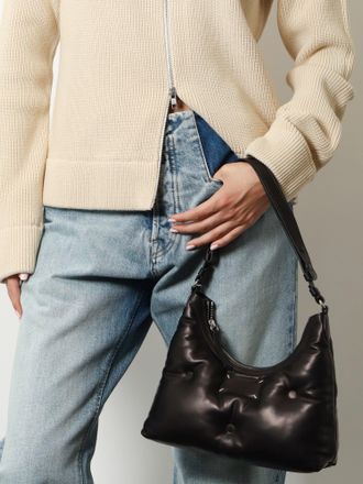 Maison Margiela Womens Leather Shoulder Bag Glam Slam Black